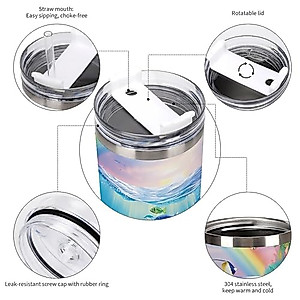 Dolphin 40OZ Tumbler Stainless Steel Travel Mug Water Bottle Car Cup Tea Cups with Lid Black-style