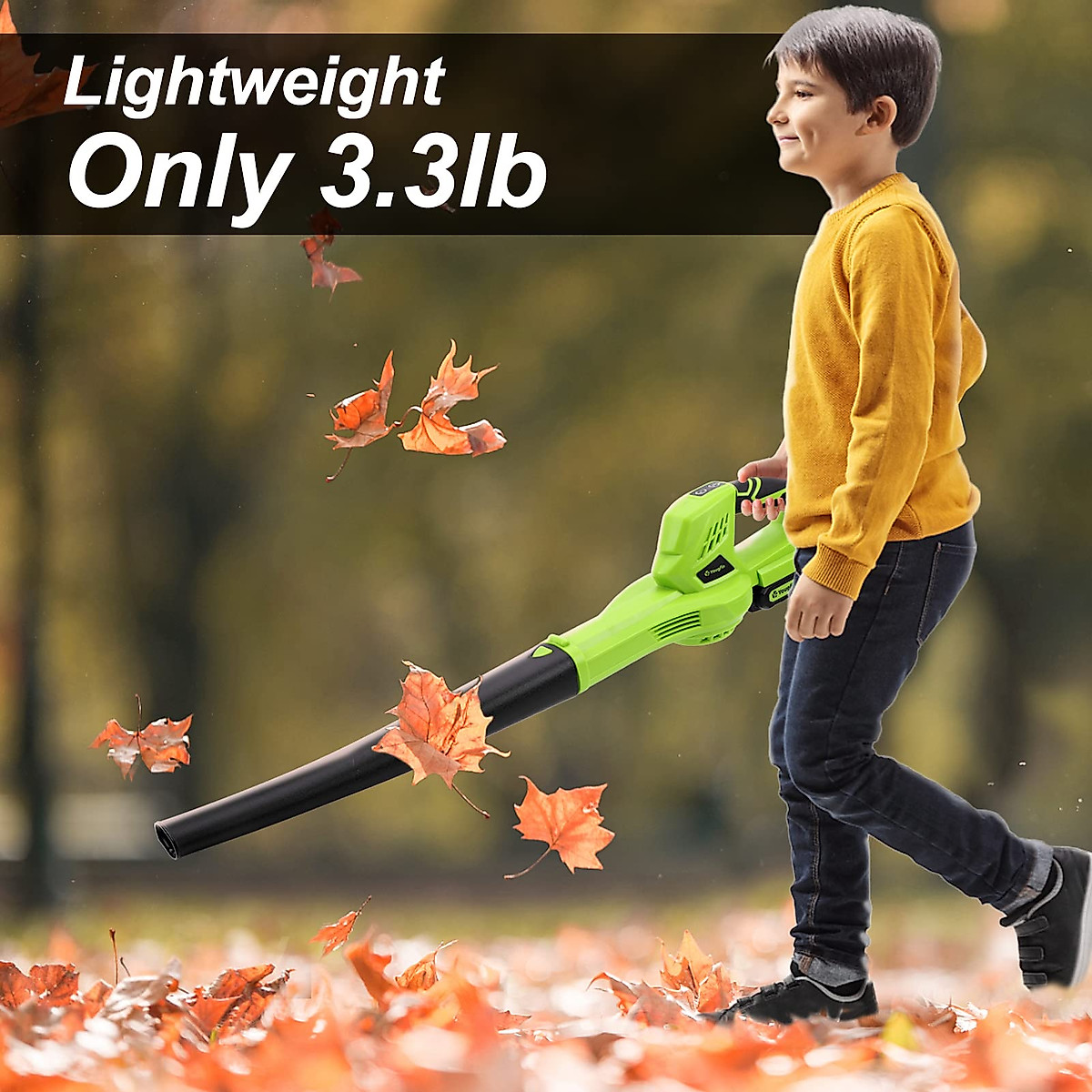 YOUGFIN Leaf Blower Cordless with Battery and Charger, 160CFM Battery Powered Electric Blowers for Lawn Care, 6 Speed Mode Small Rechargeable Leaf Blower Lightweight for Seniors (21V)