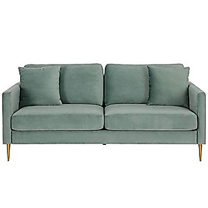 CosmoLiving by Cosmopolitan Highland Sofa Couch with Pillows, Seafoam Green
