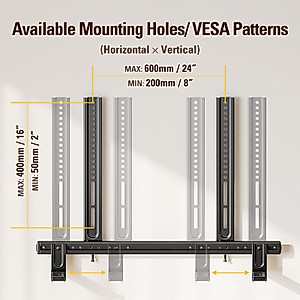 Mounting Dream Soundbar Mount, Heavy Duty Soundbar Wall Mount for Most Sound Bars With Hole/Without Hole Up to 26.5 LBS, Soundbar Bracket Height Adjust, No-Slip Base Holder Extends 3.44”-6.06”, MD5428