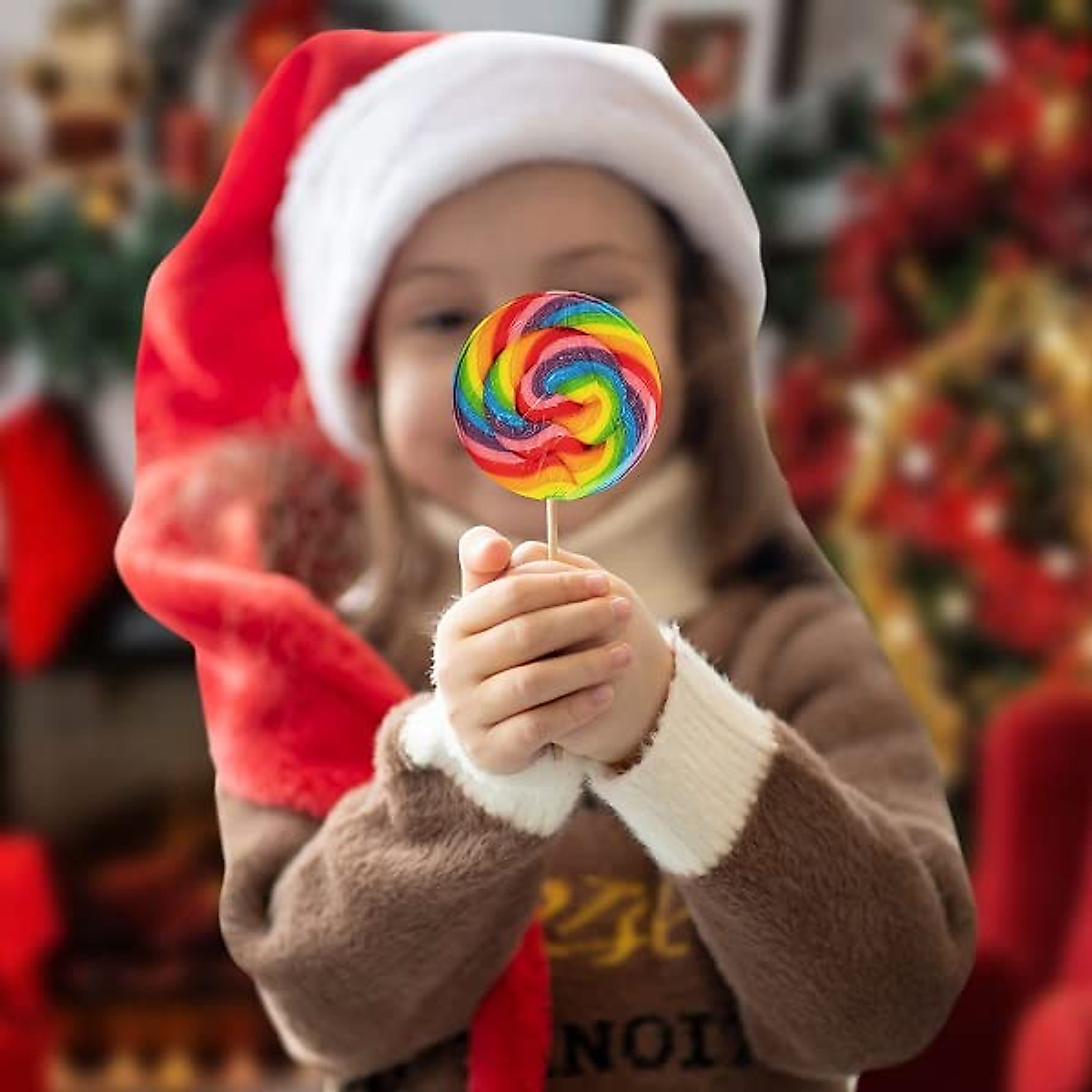 24 Rainbow Lollipops Individually Wrapped Non Broken 12 Large Swirl Lollipop 3" and 12 Large Twisty Pops, Perfect Suckers for Gift, and Holiday Decorations,