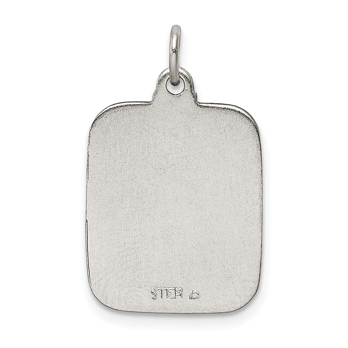 Sterling Silver Blue Enamel Square St. Christopher Medal Pendant QQC7374