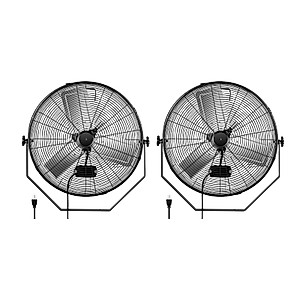 HealSmart 24 Inch Industrial Wall Mount Fan, 3 Speed Commercial Ventilation Metal Fan, 2 Pack