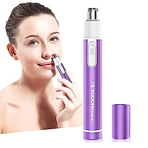 TOUCHBeauty Ear Nose Hair Trimmer for Women |Metal Cover, Safe Cutter System, Mini Pen-Sized, Battery Powered Violet Color 0656