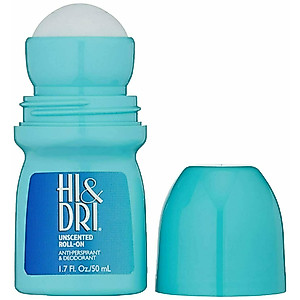 Hi and Dri Antiperspirant, Roll-On, Unscented, 1.7 Ounce (Pack of 6)