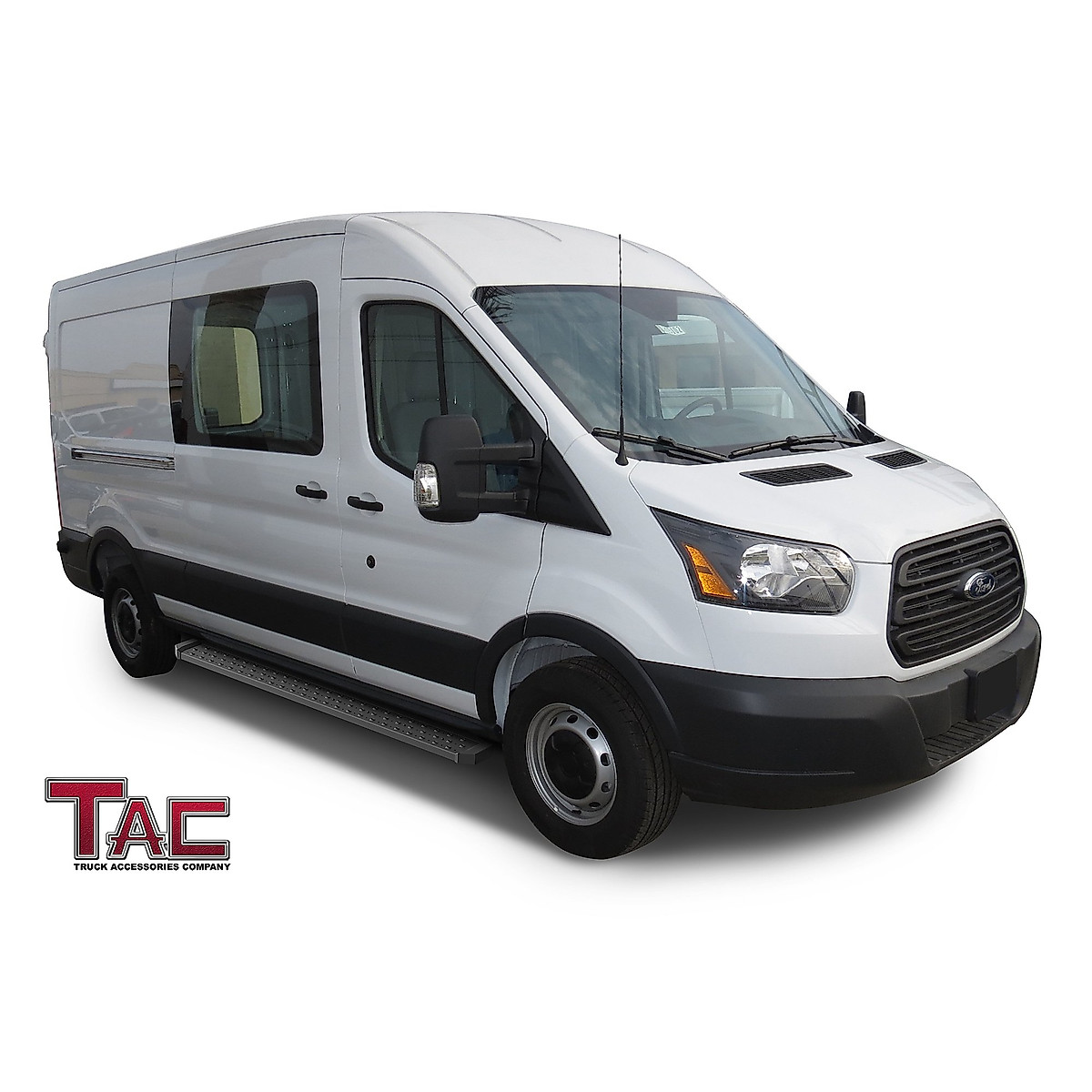 TAC 6.5” Running Boards Fit 2015-2023 Ford Transit Van (Exclude 2022-2023 E-Transit) 148" Wheel Base Full Size Utility Black Rattler Steel Side Steps Nerf Bars Step Rails Off Road Accessories 2 Pcs