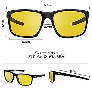 KastKing Polarized Night Vision Driving Glasses for Men and Women, Modern Wayfair Design,Yellow Lens