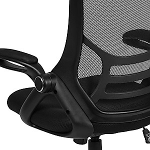 Flash Furniture High Back Black Mesh Ergonomic Swivel Office Chair with Black Frame and Flip-up Arms