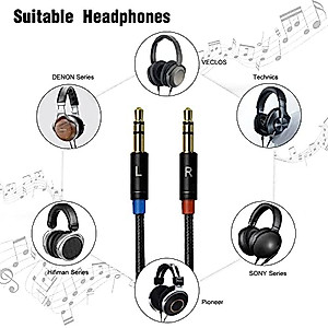 okcsc 4.4mm Upgrade Replacement Cable for Hifiman Sundara/ANANDA-BTHE4XX/HE-400i/560/OneOdio Pro-10 Headphone Gold-Plated Dual 3.5mm Jack Male Cable for Sony NW-ZX300A/ZX505WM1Z/FiiO M11 Plus 4.3ft