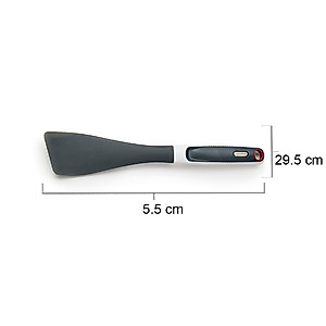 Zyliss Easy Lift Turner Silicone Spatula - Angled Head for Easy Food Turning - 11.5in Rubber Spatula for Frying Pan & Stir Fry Cooking, Dishwasher Safe - Flipper Spatulas for Kitchen Use - Grey/White