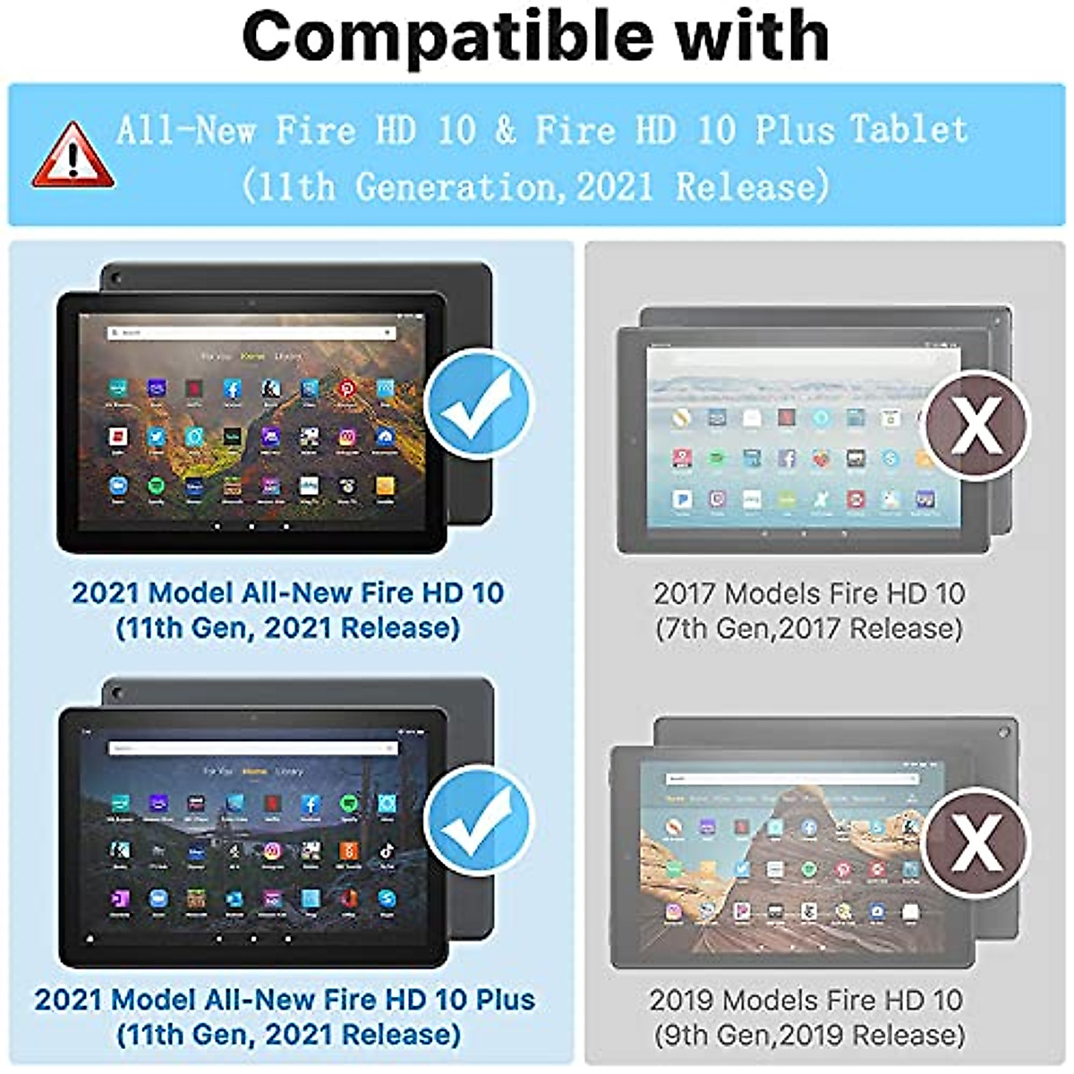 Keyboard Case for All-New Kindle Fire HD 10 and Fire HD 10 Plus Tablet (Only Compatible with 11th Generation 2021 Release)Slim Lightweight Protective Cover with Detachable Bluetooth Keyboard(Blue)