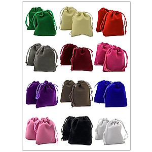 Palmhomee Pack of 48 Velvet Drawstring Bags Gift Bag Velvet Pouch For Jewelry Wedding and Party Favor (2.8x3.6 Inch, Mixed Colors)