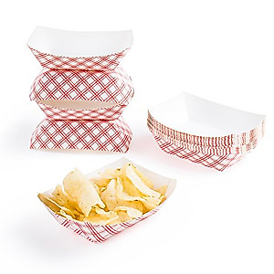 Super Z Outlet Disposable Paper Food Tray for Carnivals, Fairs, Festivals, and Picnics. Holds Nachos, Fries, Hot Corn Dogs, and More! - 2.5-Pound, 50-Pack