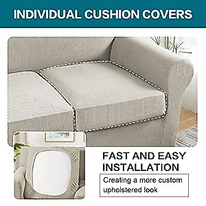 4 Piece Sofa Covers for 3 Cushion Couch Sofa Slipcover Soft Couch Cover for Dogs-Washable Sofa Furniture Covers with 3 Individual Cushion Covers, Feature Jacquard Fabric (3 Cushion Sofa, Island Fossi)