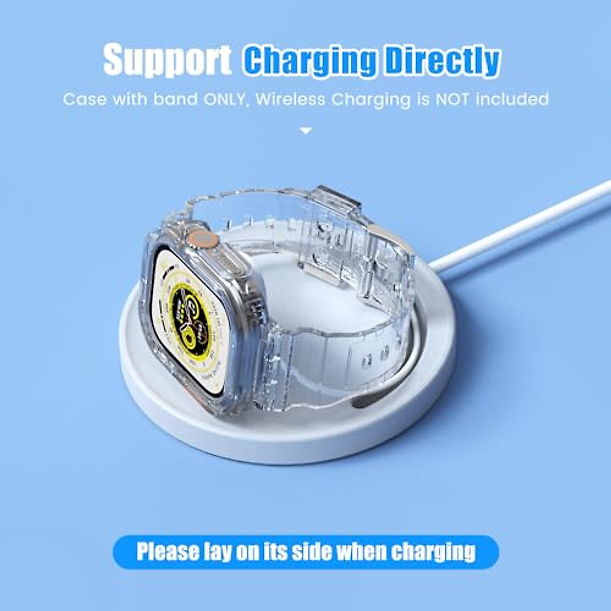 ABELTA Band Compatible for Apple Watch Ultra 49mm with Bumper Case Cover, Clear Crystal Men Women Durable Sport Transparent Protective Band for iWatch Ultra