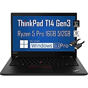 Lenovo ThinkPad T14 Gen 3 14" WUXGA (AMD Ryzen 5 Pro 6650U, 16GB DDR5 RAM, 512GB SSD, 6-Core(Beat i7-1165G7)) IPS Business Laptop, Backlit, Fingerprint, Type-C, FHD Webcam, 3-Year Warranty, Win 11 Pro