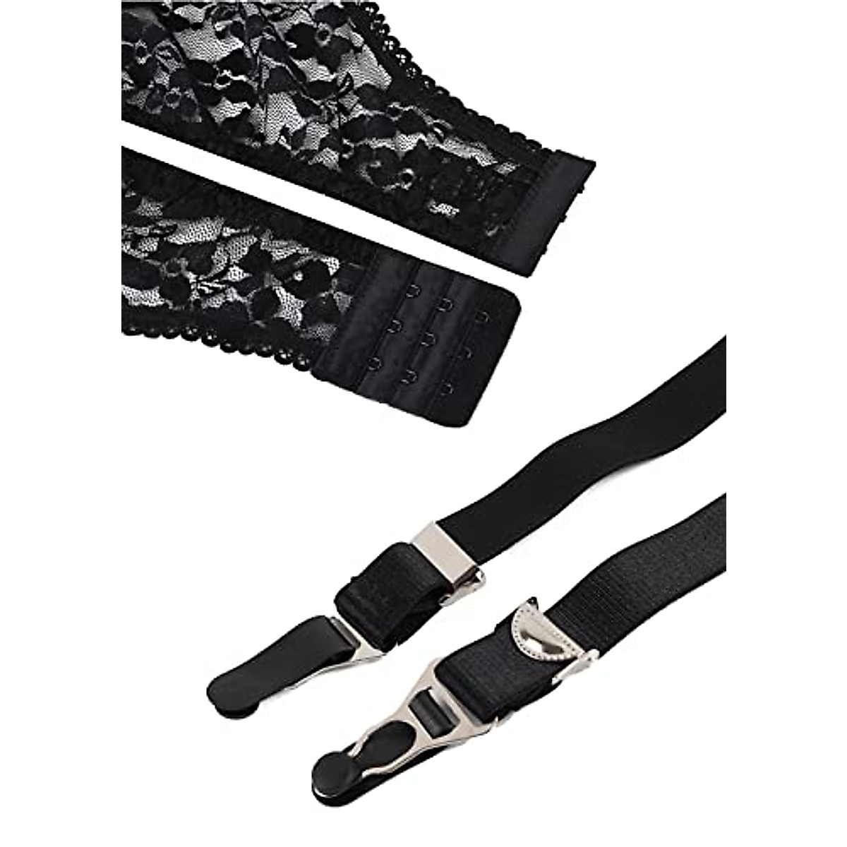 PERAMBRY Women's lace sexy garter belt stockings garter belt mesh suspenders (garter belt only sold)（Lace black xl）