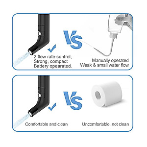 2Clean Portable Bidet Sprayer, Portable Electric Rechargeable Travel Bidet, Handheld Soft Pressure Sprayer for Bathroom, rv Car and Outdoor, Muslim, Hiking and Camping(Bidet Sprayer with 2.3L), Black