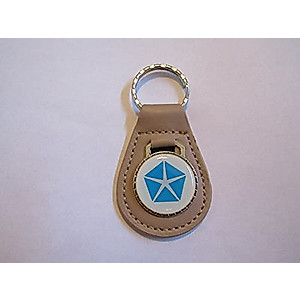 NEWPORT NEW YORKER 300 LEBARON LHS LASER WHITE LOGO LEATHER KEYCHAIN - BEIGE