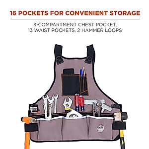 Ergodyne Arsenal 5700 Torso Length Work Tool Apron, 16-Pockets, Gray