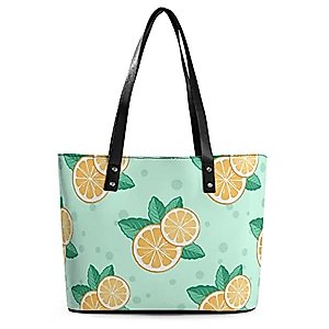 Womens Handbag Orange Leather Tote Bag Top Handle Satchel Bags For Lady