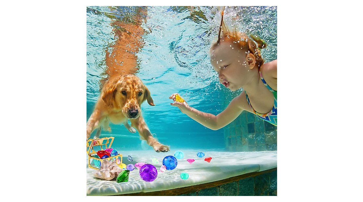 YUJUN Diving Gem Pool Toys 10 Colorful Big Diamond Gem with Treasure ...