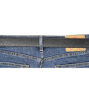 BC Belts Leather Belt Strap with Western Skull and Paisley Embossed Pattern 1.5" Wide with Snaps (Black-XS)