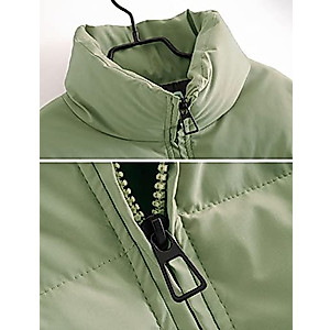 ZCSIA Women's Winter Long Sleeve Full Zipper Oversized Baggy Puffer Short Down Jacket Coat,PeaGreen,XSmall