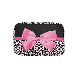 zaaprintblanket Personalized Leopard Print Pink Bow Lunch Box for Women Men,Custom Lunch Bags for Teens Insulated Lunch Tote with Name Reusable Meal Container