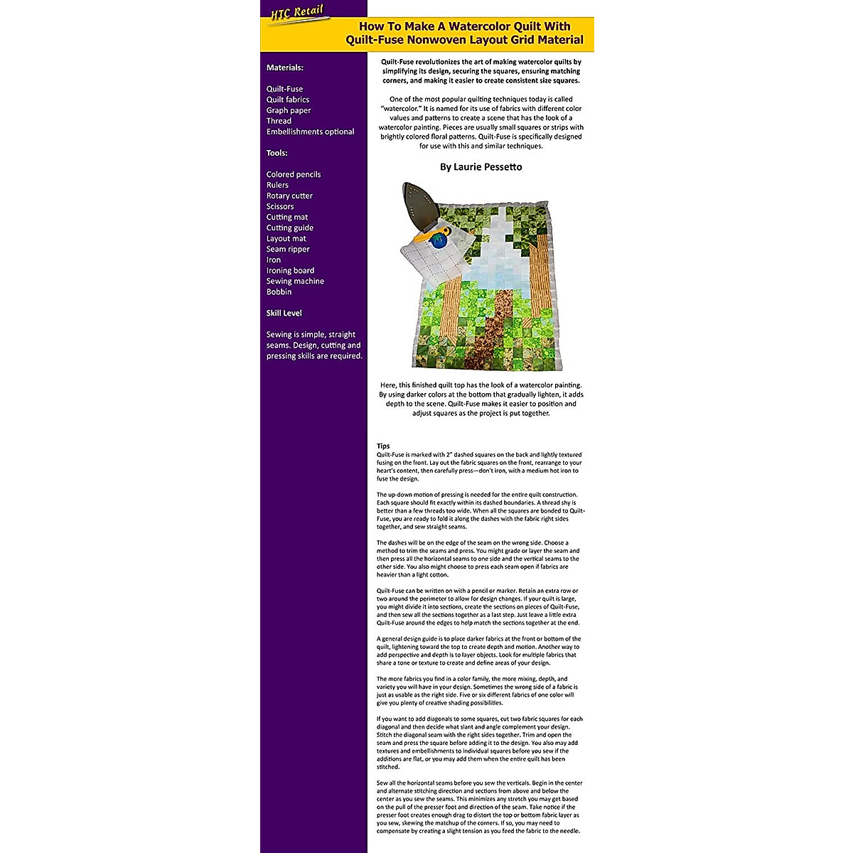 Superpunch Quilt-Fuse HTC3240-1 Interfacing/Interlining, White Fusible Interfacing Lightweight– 48” Wide Nonwoven 2” Layout Grid, Iron On Polyester/Rayon Interfacing for DIY Crafts Supplies- USA Made