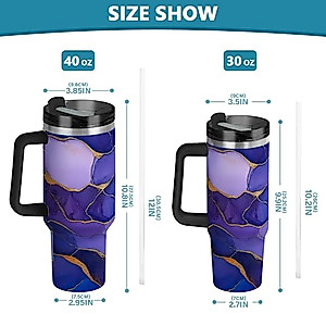 SEHANY Purple Marble 30 Oz Tumbler with Lid and Straw, Double Vacuum Stainless Steel Insulated Sports Water Bottle Cup Holder Friendly Leak-Proof Travel Coffee Cup for Iced Drink