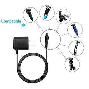 TYZEST 15V Shaver Charger for Norelco HQ8505 Norelco 7000 5100 4500 4200 3100 2100 Series Electric Shaver Razor, Aquatec, Arcitec, Multigroom Beard Trimmer AC Power Cord