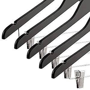 Tosnail 12-Pack Wooden Pants Clothes Hangers, Wooden Suit Hangers with Steel Clips and Hooks, Natural Solid Wood Collection Skirt Hangers, Standard Clothes Hangers - Black