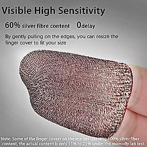 MOMOFLY 60% Silver Fiber Finger Sleeves (10 Pack) Anti-dislodging Touch Screen Breathable Anti-Sweat Shoot Aim Finger Cot Fit Mobile Phone Tablet Devices
