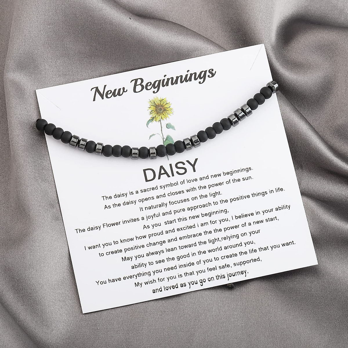 MAOFAED New Beginnings Morse Code Bracelet for Men Women New Beginnings Gift Inspirational Gift New Challenge Gift (new beginning code br)