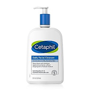 Cetaphil Face Wash, Daily Facial Cleanser for Sensitive, Combination to Oily Skin, NEW 20 oz, Gentle Foaming, Soap Free, Hypoallergenic