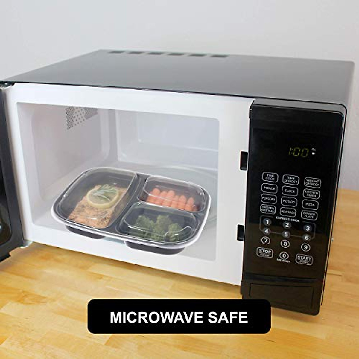 Freshware Meal Prep Containers [25 Pack] 3 Compartment with Lids, Food Storage Containers, Bento Box, Stackable, Microwave/Dishwasher Safe (32 oz)