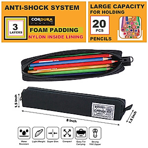 Rough Enough Small Pencil Case Pouch for Kids Boys Girls Adults with Aesthetic Slim Thin design School Stationary Art Supplies for College Students Teacher Office