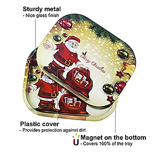 Premium Metal Tray with Soft Magnetic Lid,Small Metal Tray with Spill Proof Cover,Cute Decorative Trays,Perfect for Home and On-The-Go,7" x 5.5" （Green）