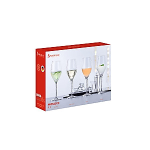 Spiegelau Prosecco Wine Glasses Set of 4 - European-Made Crystal, Classic Stemmed, Dishwasher Safe, Professional Quality Wine Glass Gift Set - 9.1 oz