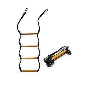 MVBouresu Boat Rope Ladder, Heavy Duty Climbing Rope 400Lbs Strength, 14mm Reinforced Polyester Line, Rigid Resin Step Design, Outdoor Ladder for Inflatable Boat, Kayak, Motorboat, Canoeing (4 Step)