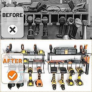 2 Pack Power Tool Organizer Wall Mount,Heavy Duty Metal Drill Holer with Screwdriver Holder,Tool Organizers and Garage Storage Rack for Garage Organization,Tool Shelf Holder for Lifetime Use