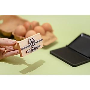 Stamp by Me | Egg Cartons Stamp | Personalized Eggs Carton Stamps | Chicken Eggs Stamper | Custom Wooden Rubber Stamp | Self-inking Labels | Farm Stampers | Black Ink | Mini, Medium or Big Stamping