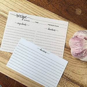 321Done Recipe Cards (Set of 50) 4x6 Large White - Black and White Minimalist for Weddings, Bridal Shower - Double-Sided - Made in USA