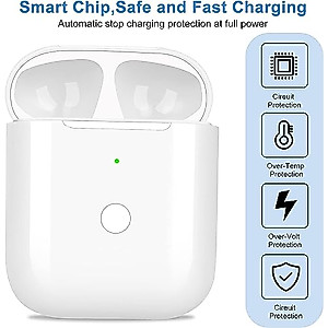 Upgraded Compatible with AirPods 1&2 Wireless Replacement Charging Case, Charger Case with Bluetooth Pairing Sync Button