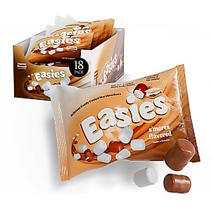 Marshmallow Smores Flavored Mini Marshmallows Candy - Mix of Chocolate Covered & Vanilla Coated - Individual Packets, 1.97 oz, Pack of 18 - Perfect for Hot Chocolate, and Snacking