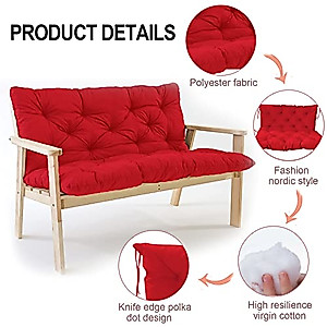 Tuccor Porch Swing Cushions with Backrest, Overstuffed Waterproof Bench Cushion Garden Patio 2-3 Seater Swing Replacement Cushions, Outdoor Indoor Porch Gliders Furniture Cushion (59.06*39.37'', Red)