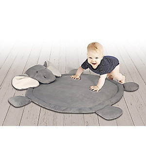 Lambs & Ivy Elephant Baby Play Mat with 3-Dimensional Head - Gray