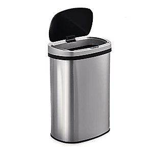 Innovaze 13 Gal./50 Liter Stainless Steel Oval Motion Sensor Trash Can for Kitchen
