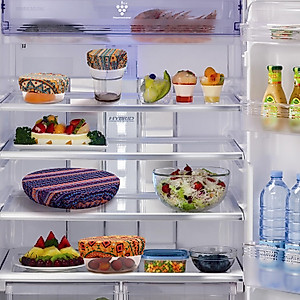 10Pcs Reusable Bowl Covers In 5 Size, Stretch Cloth Fabric Dish Cover Kitchen Storage Containers Lids for Fruits Food Leftover Dough Bread Proofing (Geometry style)